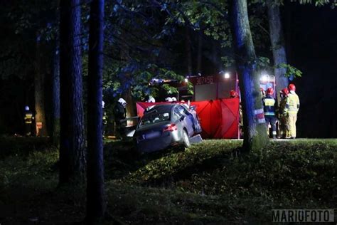 Wypadek w Ligocie Prószkowskiej pod Opolem Citroen uderzył w drzewo