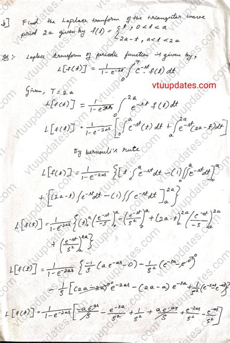 find the laplace transform of the triangular wave of period 2a vtu updates