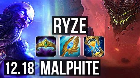RYZE Vs MALPHITE TOP 9 3 12 400 Games Godlike EUW Diamond 12