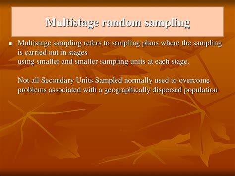 cluster and multistage sampling