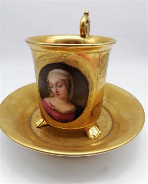 Proantic Paris Porcelain Empire Cup With Miniature