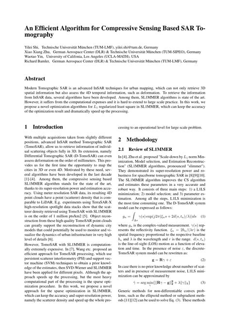 pdf an efficient algorithm for compressive sensing based sar tomography