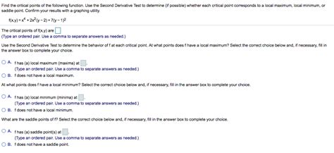 solved find the critical points of the following function