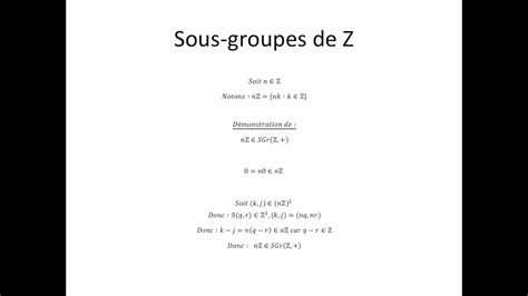 Structures algébriques partie 59 Sous groupes de Z YouTube