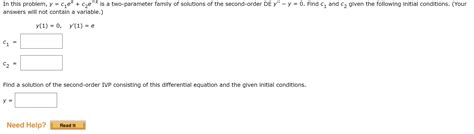 solved in this problem y c1ex c2e−x is a two parameter