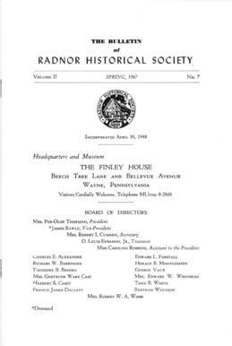 Fillable Online Radnorhistory Radnor Historical Society Bulletin 1967