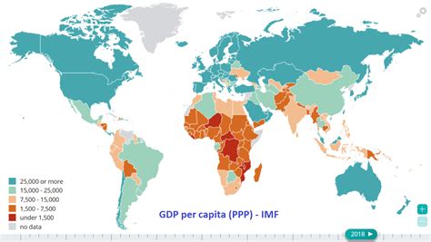 Gdp Per Capita Ppp Adjusted By Country R Mapporn