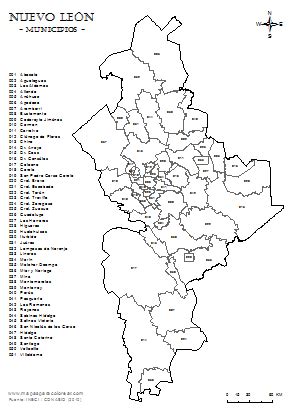 Mapas de Nuevo León para colorear
