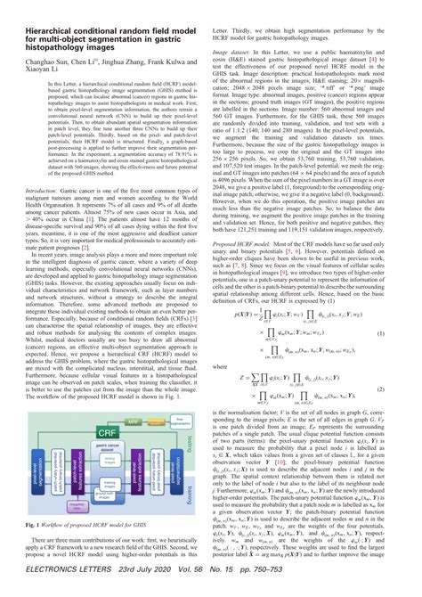 hierarchical conditional random field model for multi object segmentation in gastric