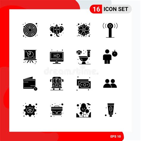 Pack Of 16 Modern Solid Glyphs Signs And Symbols For Web Print Media