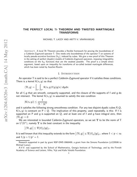 pdf the perfect local tb theorem and twisted martingale transforms