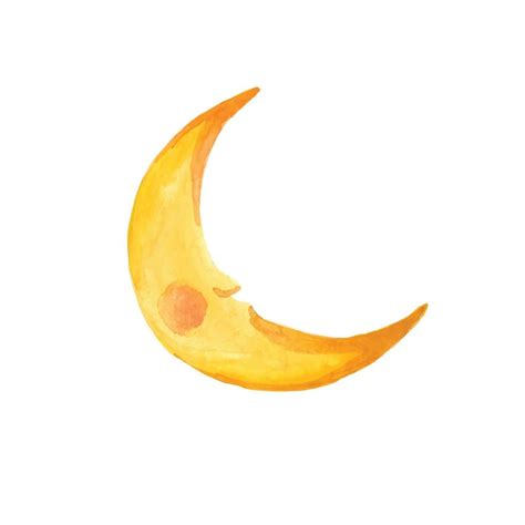 Crescent Moon Of Painting With Watercolor On Paper Illustration Design