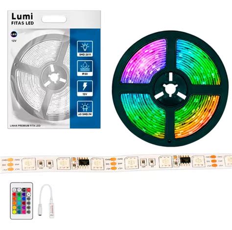 Fita Led Smd Leds M V Entrada Usb Ip Cor Da Luz Rgb