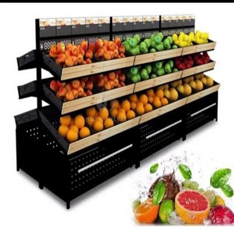 Angle Frame Racks Wooden Fruit Vegetable Display Rack For Supermarket