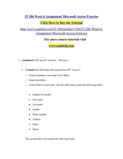 it 206 week 6 assignment microsoft access exercise pdf
