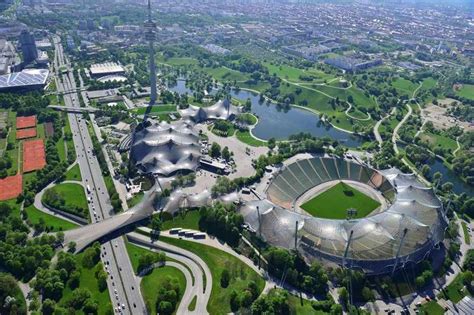 Bird S Eye View Of Munich Olympic Park Germany Designed By Frei Otto
