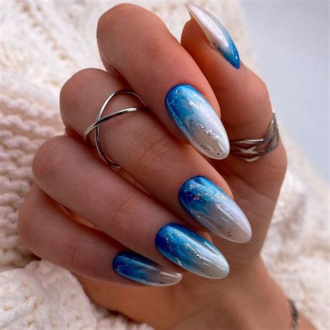 Royal Blue And Silver Prom Nails