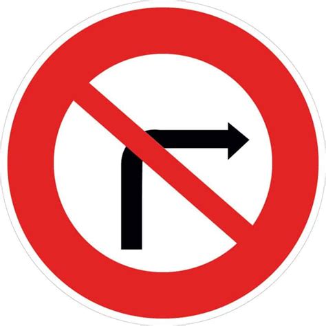 Panneau B2b Interdiction de tourner à droite