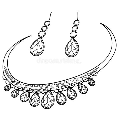 Collier De Diamants Et Boucles D Oreille Trame De Livre De Coloriage
