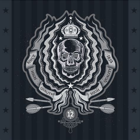 几何骷髅头字母五角星矢量图服装T恤裁片烫图印花花型素材 POP花型网