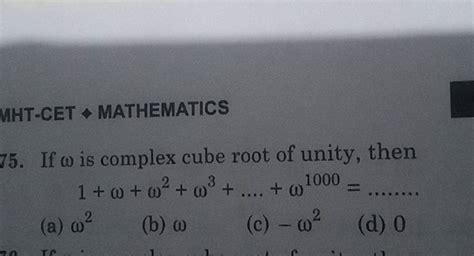 vht cet ⋄ mathematics 75 if ω is complex cube root of unity then 1 ω ω2