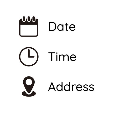 Date Time Address Or Place Icons Symbol 4374315 Vector Art At Vecteezy