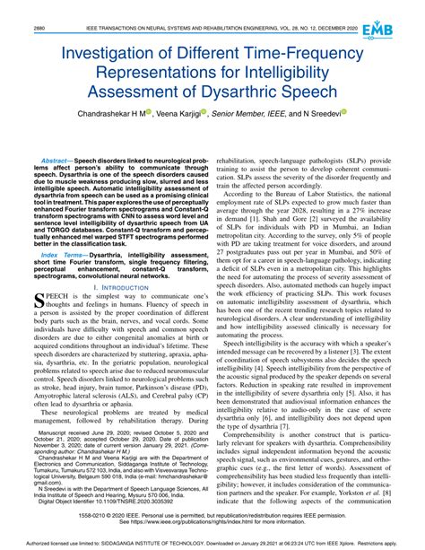 pdf investigation of different time frequency representations for intelligibility assessment