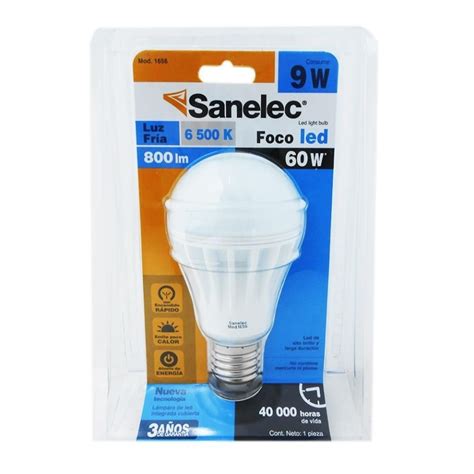 Foco Sanelec led luz fría 9w 1 pza Walmart