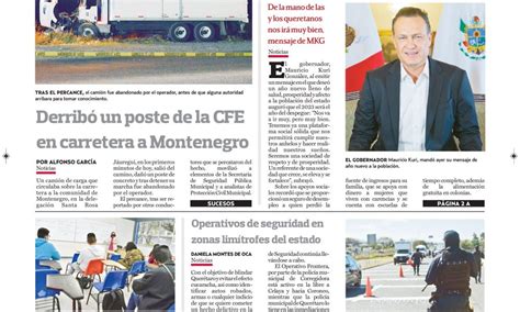Conoce la Portada de Hoy Noticias de Querétaro