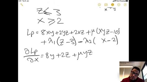 solved example for optimization problem with inequality constraints youtube