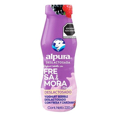 Yoghurt Bebible Alpura Deslactosado Con Fresa Y Mora Natural 220 G