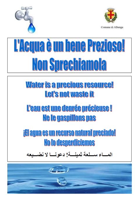 Albenga Lacqua è un bene prezioso Non sprechiamola