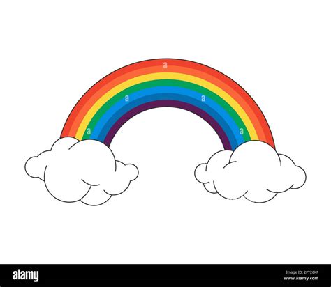 Retro Groovy Hipster Rainbow With Cloud Psychedelic Hippie Colorful
