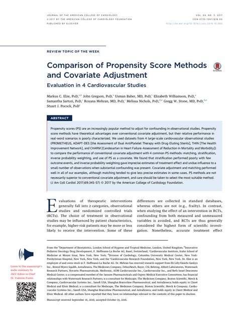 comparison of propensity score methods and covariate adjustment pdf dependent and