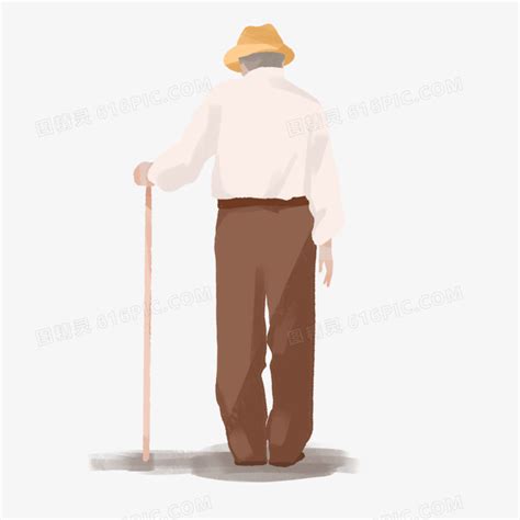 卡通手绘老人孤独背影免抠元素图片免费下载 PNG素材 编号vwxilyqgj 图精灵