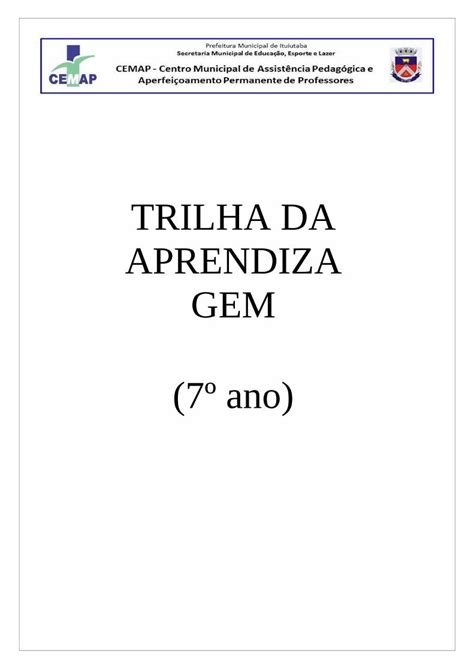 PDF TRILHA DA APRENDIZA GEM uma ação um estado um processo ou um