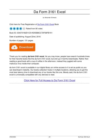 Da Form 3161 Fillable Excel Printable Forms Free Online