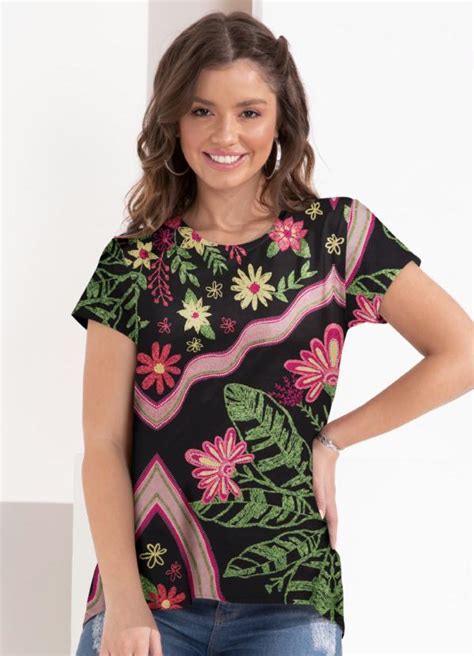 Blusa Floral Rosa Alongada Quintess