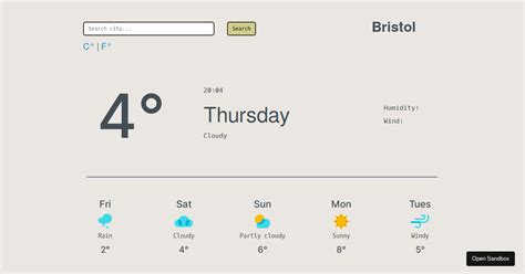 Weather App HTML CSS JS Codesandbox