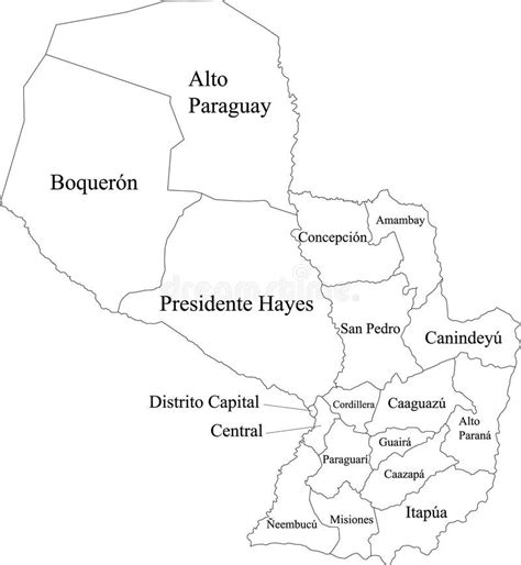 Mapa De La División Administrativa Del Paraguay Ilustración del Vector