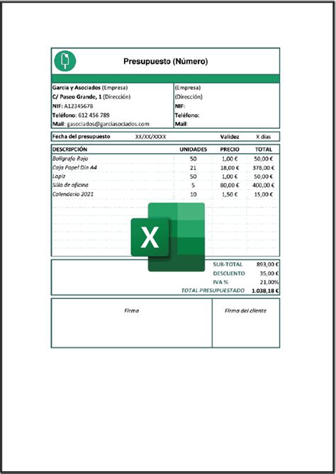 Plantillas presupuesto taller mecánico Excel Word PDF