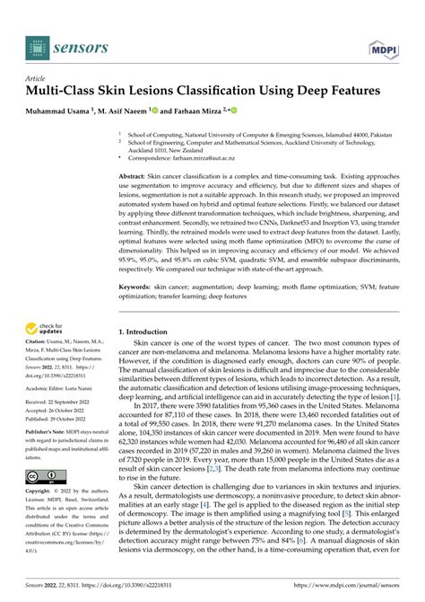 pdf multi class skin lesions classification using deep features