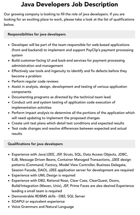 java developers job description velvet jobs