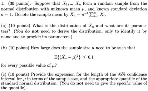solved 1 30 points suppose that x1 xn form a