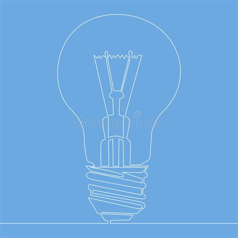 Continuous One Line Light Bulb Symbol Idea Stock Vector Illustration