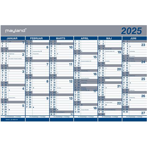 Køb Kontorkalender Dobbelt halvårskalender 2025 hos Kontorlands Webshop