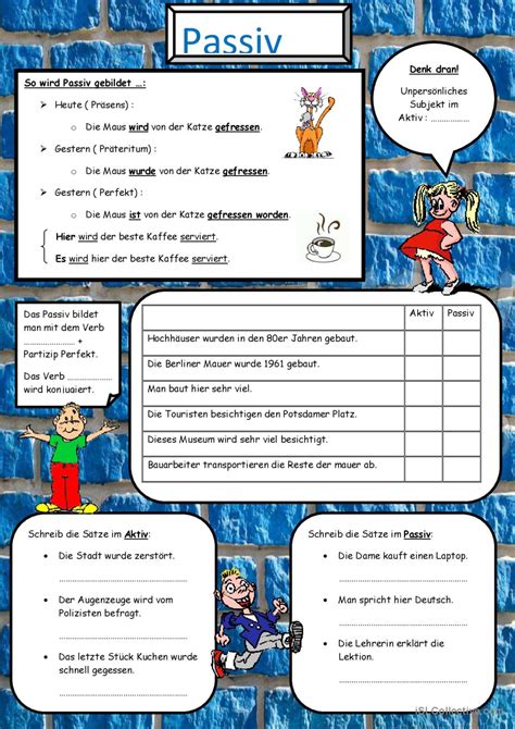Passiv grammatikerklärungen Deutsch DAF Arbeitsblätter pdf doc