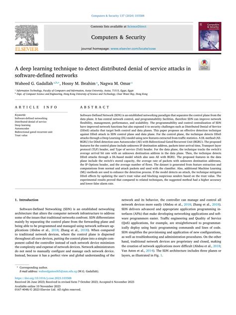 pdf a deep learning technique to detect distributed denial of service attacks in software
