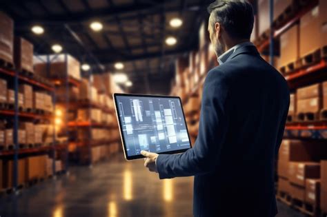 Concepto de sistema de gestión de inventario de almacén inteligente un