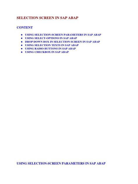 selection screen in sap abap pdf parameter computer programming computer engineering